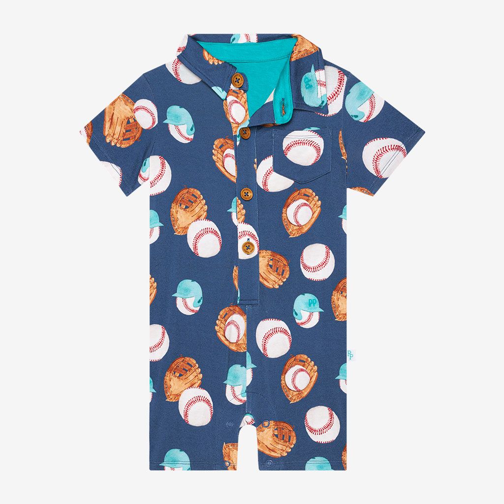 Posh Peanut Collared Henley Romper - Homer – Casp Baby Mommy & Me Boutique